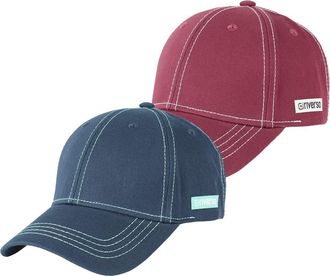 Riverso Herren Cap RIVNoel 2er Pack Baseballcap Snapback Kappe Sport Verstellbare Outdoor Mütze Basic Einfarbig 100% Baumwolle Einheitsgröße Blau Rot, Größe:O