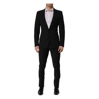 Dolce & Gabbana Woll Slim Fit Formal 2-teiliger Anzug - - Suits - Herren - Schwarzk - 2XL
