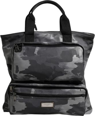 Dolce & Gabbana Camo Baumwoll-Tote Bag mit mehreren F&auml;chern - - Bags - unisex - Grau - ONE SIZE
