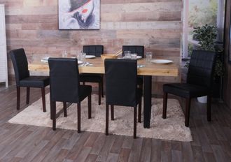 Mendler 6er-Set Esszimmerstuhl HWC-O65c, Küchenstuhl Polsterstuhl Lehnstuhl, Kunstleder - schwarz