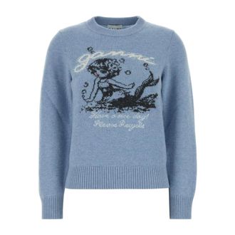 Ganni Wollmischungs-Pullover - - Knitwear - Damen - Blau - S