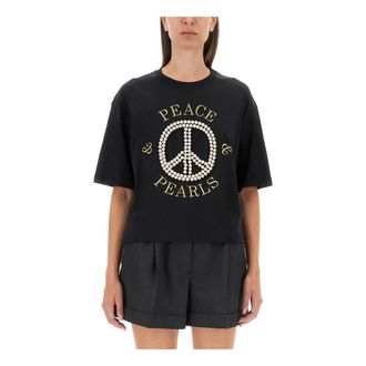 Moschino T-Shirt mit Rundhalsausschnitt - - Tops - Damen - Schwarzk - M