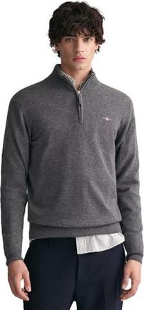 GANT Superfine Lambswool Half Zip, Pull-Over Homme, Charcoal Melange