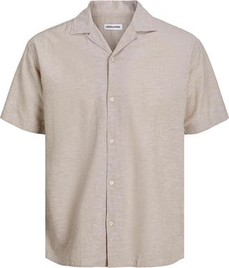 Jack & Jones Herren JJLINEN Resort Shirt SS Hemd12248594,Crockery,M
