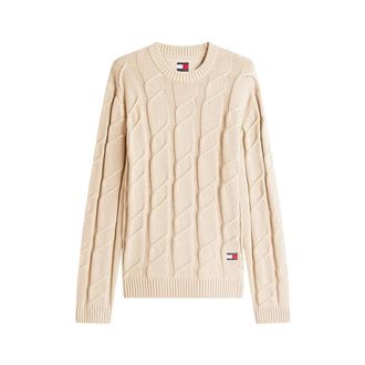 Tommy Jeans Wide-Rib Rundhalspullover - - Knitwear - Herren - Beige - L