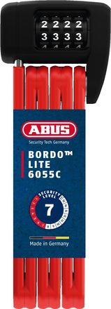 ABUS Faltschloss Bordo Lite 6055C SH - mit Halterung und Zahlencode - Extra-leichtes Zahlenschloss aus Spezialstahl - ABUS-Sicherheitslevel 7 - 85 cm - Rot