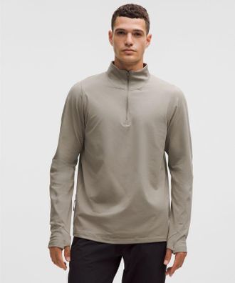 lululemon Haut Rulu manches longues demi-zipp&eacute; pour Hommes - Gris - Taille L