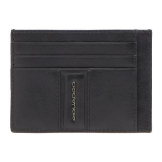 Piquadro Schmale Leder-Kartenh&uuml;lle mit 6 F&auml;chern und RFID-Schutz - - Accessories - Herren - Schwarzk - ONE SIZE