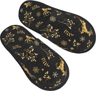 Generic Cerfs Dor&eacute;s De No&euml;l1 Homme Femme Pantoufles Chaud Chaussons Antid&eacute;rapantes Slippers Pour Ext&eacute;rieur Int&eacute;rieur Hiver M