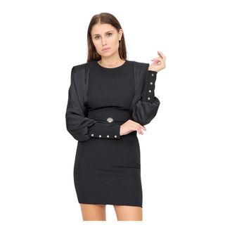 Just Cavalli Kleid mit langen &Auml;rmeln und hoher Taille - - Dresses - Damen - Schwarzk - XS