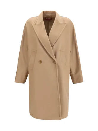 Max Mara Womens Coat Double-Breasted Wool Drap Camel Fleece (ovis Aries)