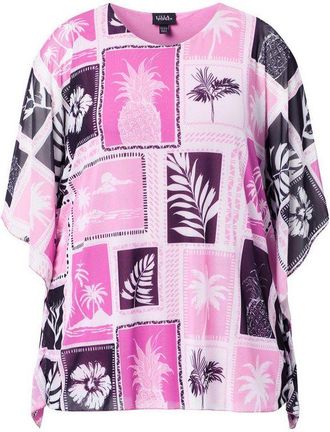 Ulla Popken Longbluse Mesh-Bluse doppellagig Oversized Rundhals Halbarm