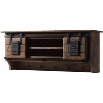 Massivmoebel24 Wandgarderobe Mango 115x30x45 braun lackiert railway 459