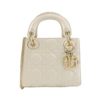 Dior Pre-owned Lady Dior Mini Lambskin Schultertasche - - Pre-owned - Damen - Beige - ONE SIZE