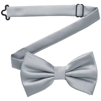 DonDon Fliege Herren handgefertigt Seiden-Look 12 x 6 cm Fliege Silber