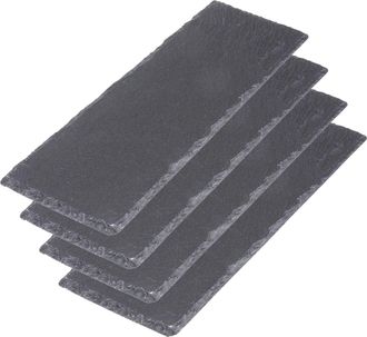 Westmark 4 Naturschiefer-/Servierplatten, mit Kratzschutz, Fläche: je 30 x 10 cm, Schiefer, Tapas + Friends, Anthrazit, 69422260