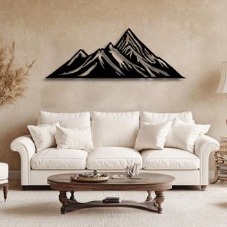 Generic Metall-Wandbild f&uuml;r Wohnzimmer mit Bergmotiv, gro&szlig;e Berg-H&auml;ngedekoration, Schlafzimmer, B&uuml;ro, Zuhause (Schwarz, 76 x 30 cm, ungerahmt)