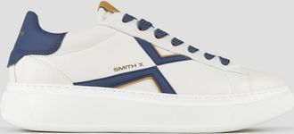 Alexander Smith College Man in white leather, blue logo and back, and mustard details