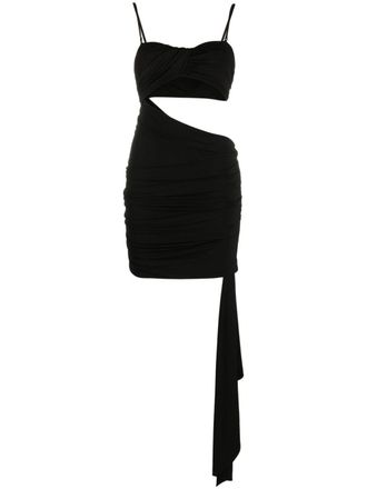 Off-white robe-bustier courte &agrave; design drap&eacute; - Noir