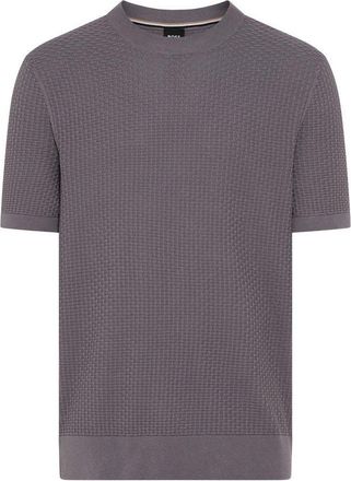 BOSS Kurzarmpullover Nilton Premium Menswear Business-Casual-Look, Strukturstrick-Material