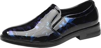 Generic Chaussures habill&eacute;es daffaires pour homme verni sans lacets &agrave; enfiler - Bout pointu - Chaussures en cuir &agrave; talon bloc - Antid&eacute;rapantes - Tendance - Po