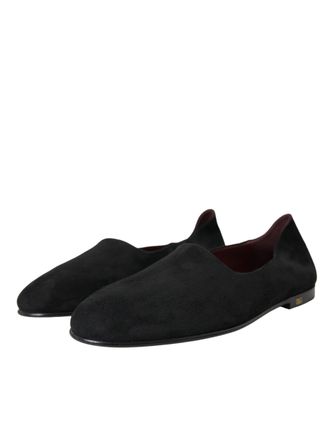 Dolce & Gabbana Mens Black Suede Loafers Formal Dress Slip On Shoes Goatskin Leather