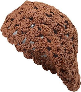 ZLYC Femmes Dété Chapeau de Béret Fait Main Bérets au Crochet(Kaki),Taille Unique