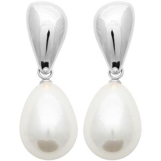 Brillaxis Boucles doreilles acier perle blanche