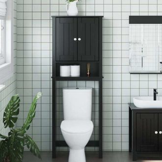 vidaXL Toilettenschrank berg Schwarz 60x27x164,5 cm Massivholz - Vidaxl