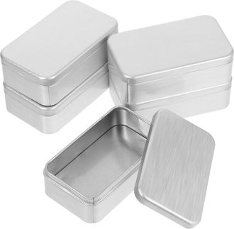 TOPBATHY 5stücke Rechteckige Leere Blechdosen Mit Deckel Mini-metalldosen Zur Aufbewahrung Weißblech-boxen Für Süßigkeiten Schmuck Und Kunsthandwerk Tragbare B