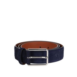 Santoni Homme, Accessoires, Bleu, Taille: 85 CM Ceinture élégante en cuir avec boucle