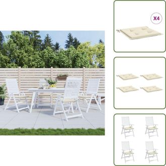 vidaXL The Living Store Gartenstuhl-Kissen 4 Stk. Creme 50x50x4 cm Oxford-Gewebe - Au&szlig;enbereich Dekoration