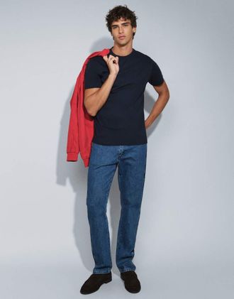 Wrangler 13MWZ jean coupe droite originale cowboy d&eacute;lavage fonc&eacute;-Bleu