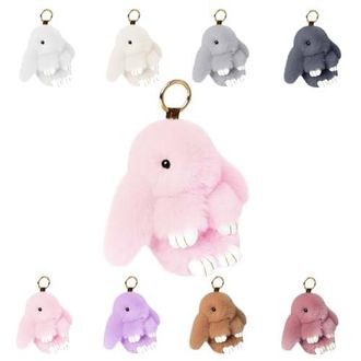 Generic Porte-cl&eacute;s lapin mignon en peluche douce et moelleuse pour femme, porte-cl&eacute;s lapin fait &agrave; la main pour cadeaux danniversaire et usage quotidien, rose,