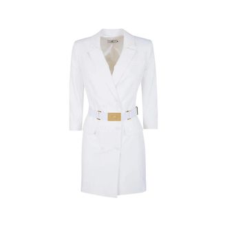 Elisabetta Franchi Technical Stretch Kleid mit G&uuml;rtel - - Dresses - Damen - Wei&szlig; - S