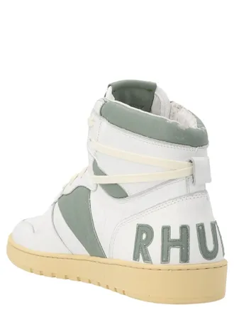 Rhude Mens Bicolor Calfskin High Top Sneakers