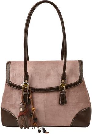 Generic Sac &agrave; bandouli&egrave;re tendance en daim synth&eacute;tique pour femme - Grande capacit&eacute; - Pour un usage quotidien et les voyages, rose, 480.00x260.00x220.00mm/18.