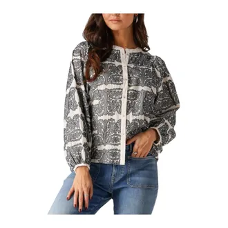 Summum Bestickte Bluse Langarm Fliesenmuster - - Blouses & Shirts - Damen - Schwarzk - XS