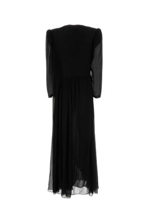 Balenciaga Womens Black Crepe Dress Exterior: Silk Abiti