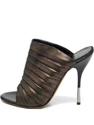 Giuseppe Zanotti Skulpturale Mules im Metallic-Look - Braun