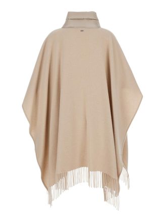 Herno Womens Poncho High-Collar Wool-Nylon Beige Main Fabric: Wool Coat