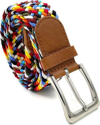 LisaModa Herren Stretch Flechtg&uuml;rtel LM1000 Stretchg&uuml;rtel Stoffg&uuml;rtel Viele Farben (Mehrfarbig 037, 100-125)