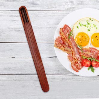 Generic Stilvolle Essst&auml;bchen aus Holz mit Aufbewahrungsbox Zum Essen und f&uuml;r den Au&szlig;enbereich, Leicht zu Reinigen (Ausziehbare dunkle Essst&auml;bchenbox+Essst&auml;bc
