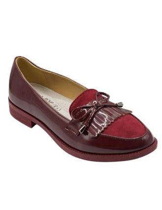 Primtex Mocassins Femme en Simili Cuir Verni - Chaussures Plates El&eacute;gantes et Confortables Int&eacute;rieur Cuir avec Franges et Noeud