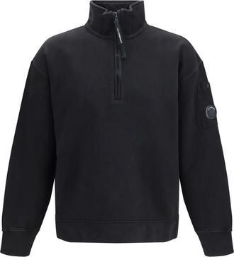 C.P. Company C.p. Company - SweaT-shirt en molleton de coton tissage diagonal - Homme - Sweatshirts et sweats &agrave; capuche - Noir - Taille: S