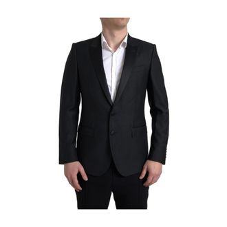 Dolce & Gabbana Schwarzer Woll-Einreiher Martini Blazer - - Jackets - Herren - Schwarzk - M