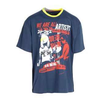 Frankie Morello Rebellious Sound Visionary Graphic Tee - - Tops - Herren - Blau - L