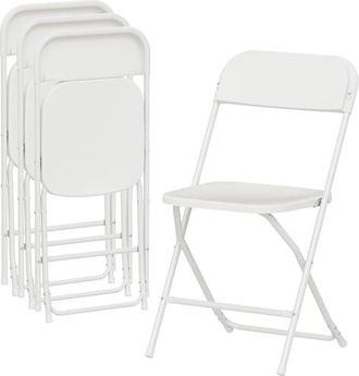 HOMCOM Lot de 4 chaises pliantes en PP avec trous de drainage, chaises pliables, &eacute;conomes en acier, chaise pliante int&eacute;rieure pour maison, bureau, cuisine, &eacute;