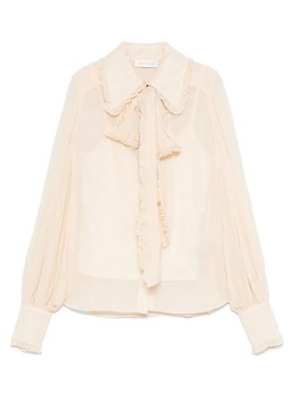 Zimmermann Georgette-Hemd mit Schleife - Nude