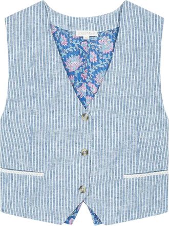 Louise Misha Veste Sans Manches Franckie Rayures Lin et Coton - Collection Femme Louise Misha